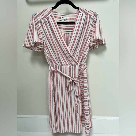 Monteau | Dresses | Monteau Pink Striped Wrap Dress | Poshmark